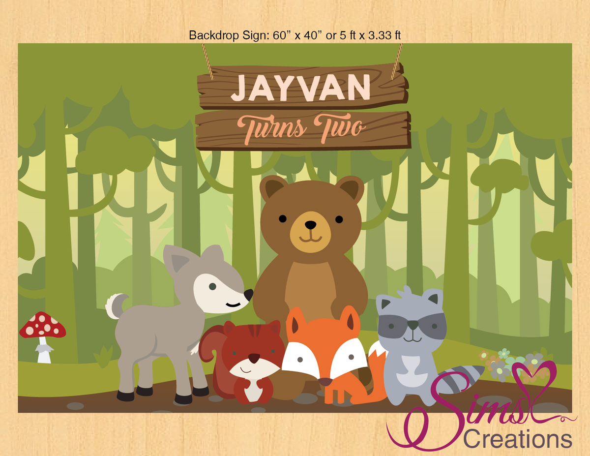 WOODLAND ANIMALS THEME PRINTABLE BACKDROP BANNER | WOODLAND BIRTHDAY P ...