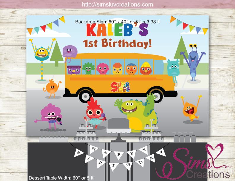 SUPER SIMPLE SONGS PARTY BACKDROP BANNER | BIRTHDAY BACKDROP | CUSTOM ...